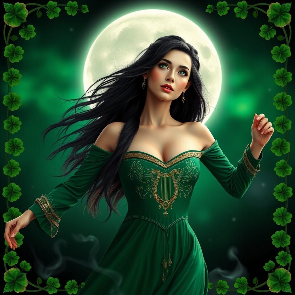 Irish Dancer Under the Emerald Night Sky - AI Art
