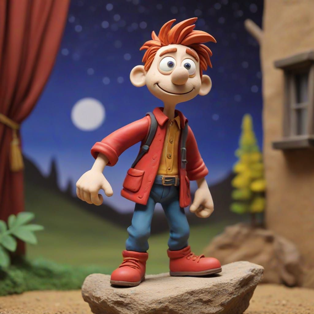 Thomas - Plastilina Claymation Figure in Vibrant Environment