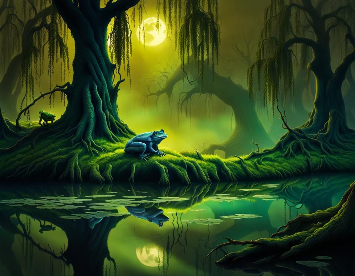 a moonlit swamp - AI Generated Artwork - NightCafe Creator