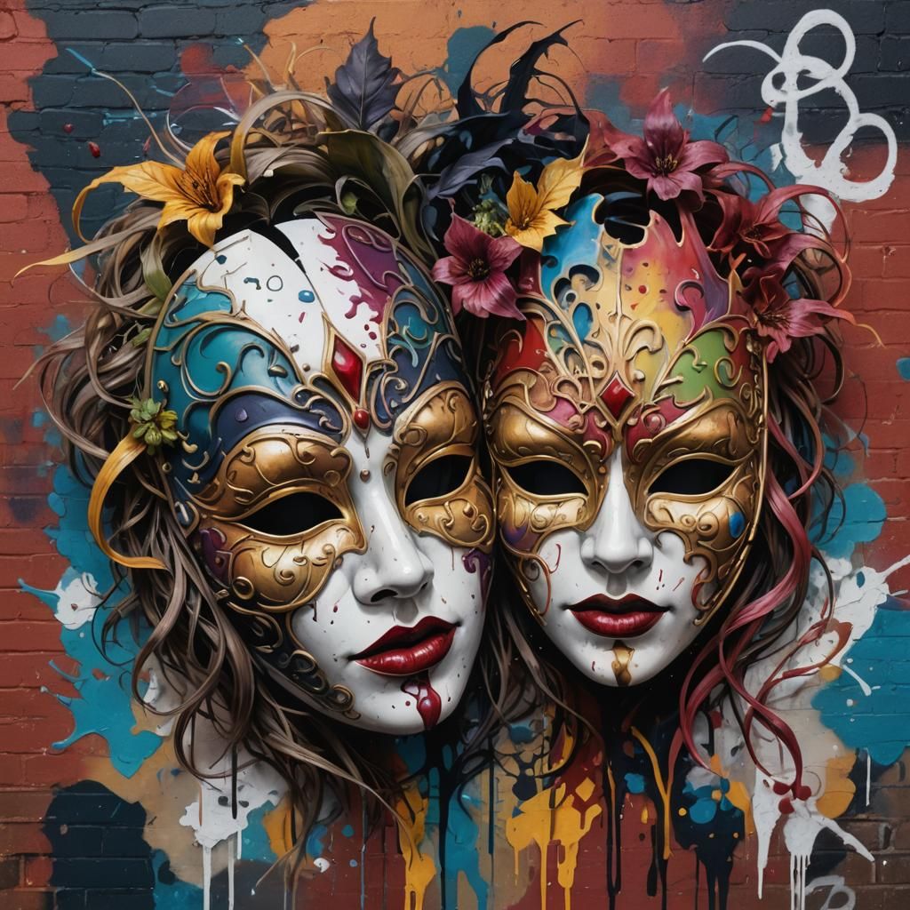 Dystopian Theater Masks - AI Generated Artwork - NightCafe Creator