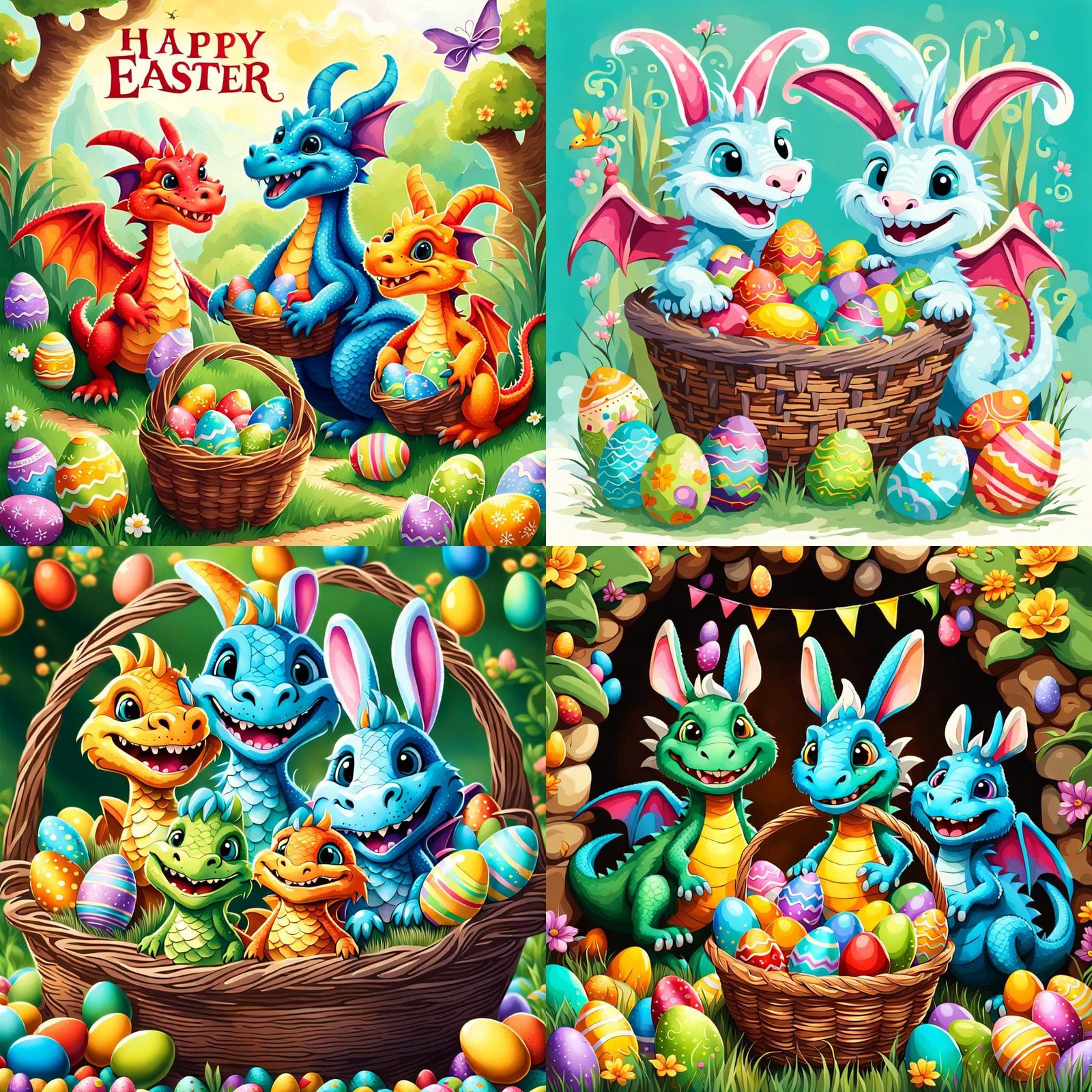 Cute Dragons on Easter morning. Surprised looks on their faces when ...