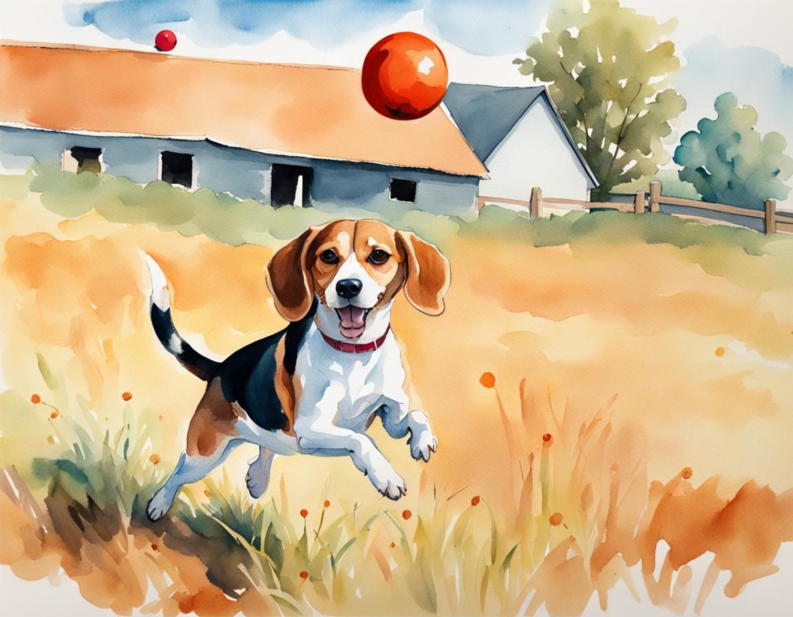 The beagle and the ball. - AI Generated Artwork - NightCafe Creator