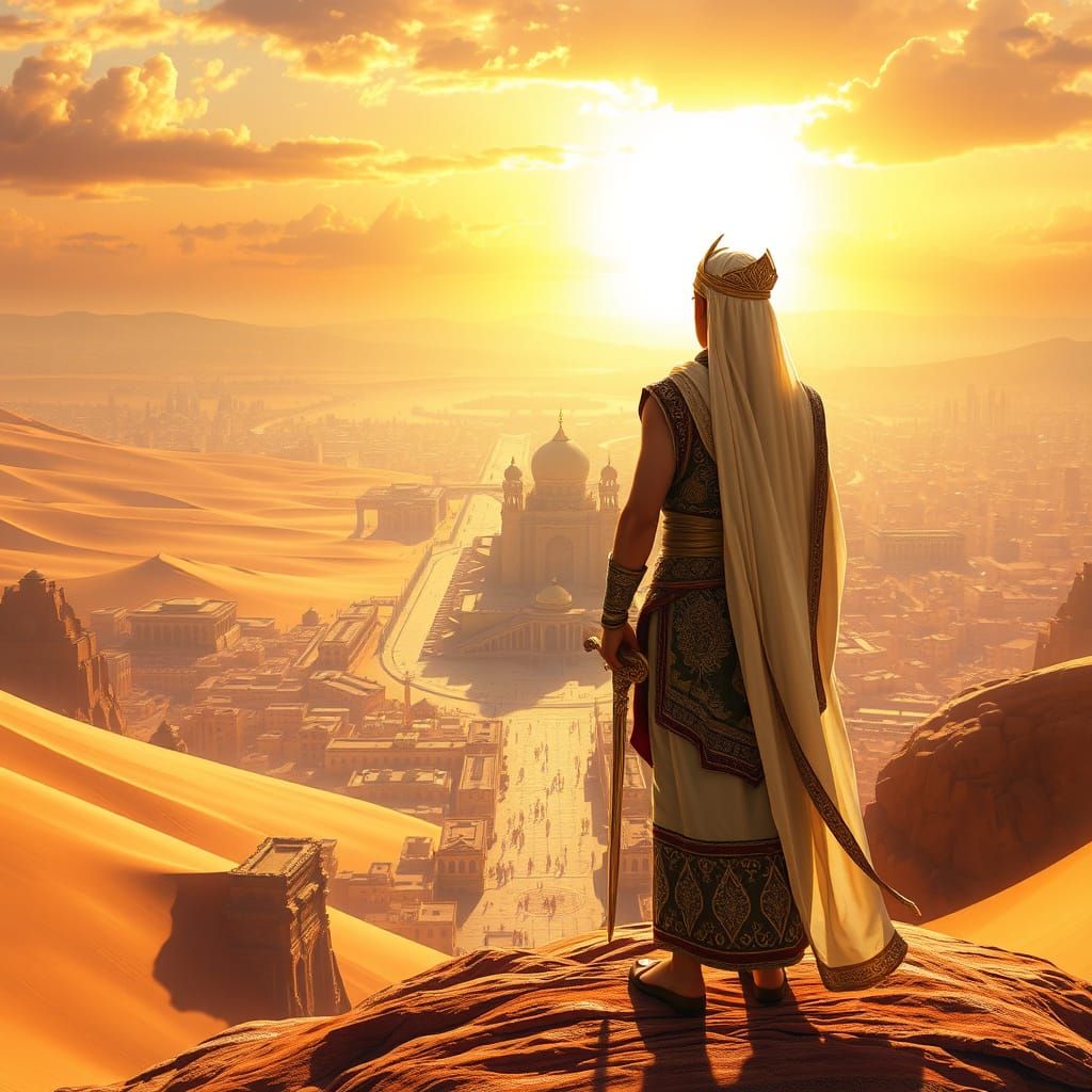 Prince Dastan and Princess Tamina in Holy City Des... - AI Art