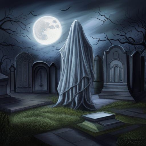 Ghost awakening at midnight - AI Generated Artwork - NightCafe Creator