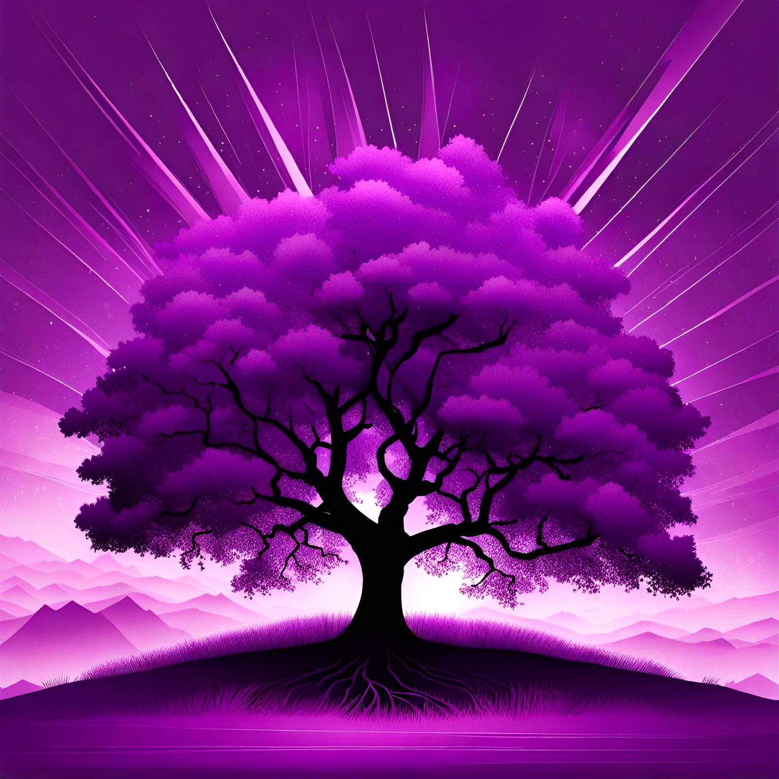 Purple static tree storm - AI Generated Artwork - NightCafe Creator
