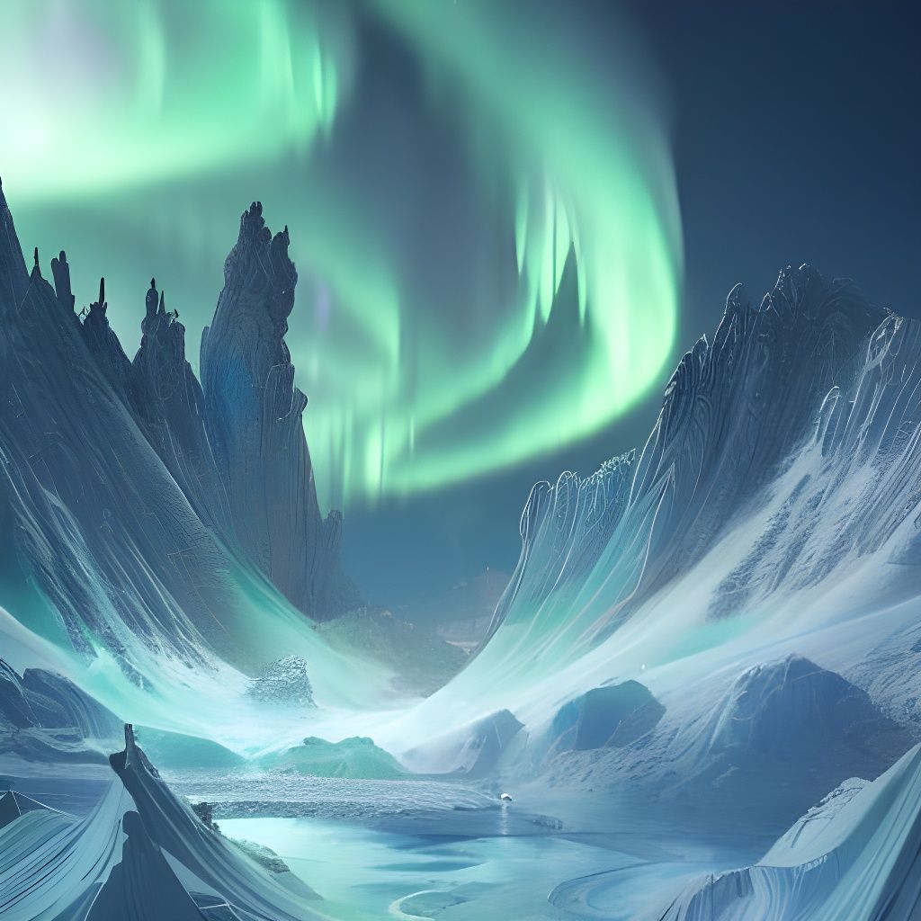 Frozen Astral Lands of the Cosmic Northern Lights - AI Generated ...