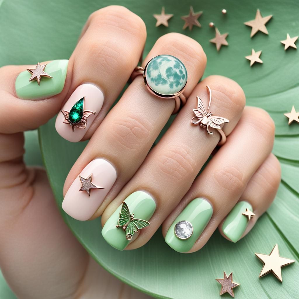 Luna moth nails 💚💖 - AI Generated Artwork - NightCafe Creator