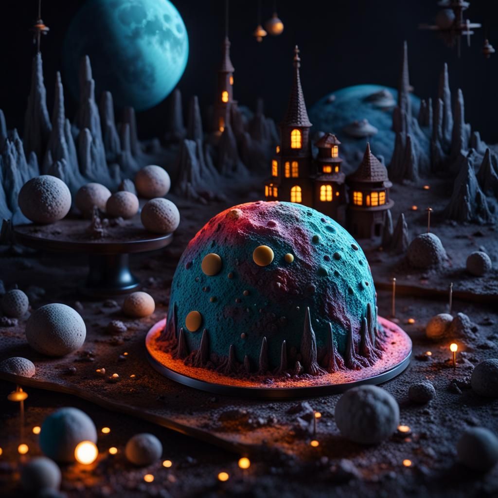 Cake of moonlight night miniature moon surface night | high gothic ...