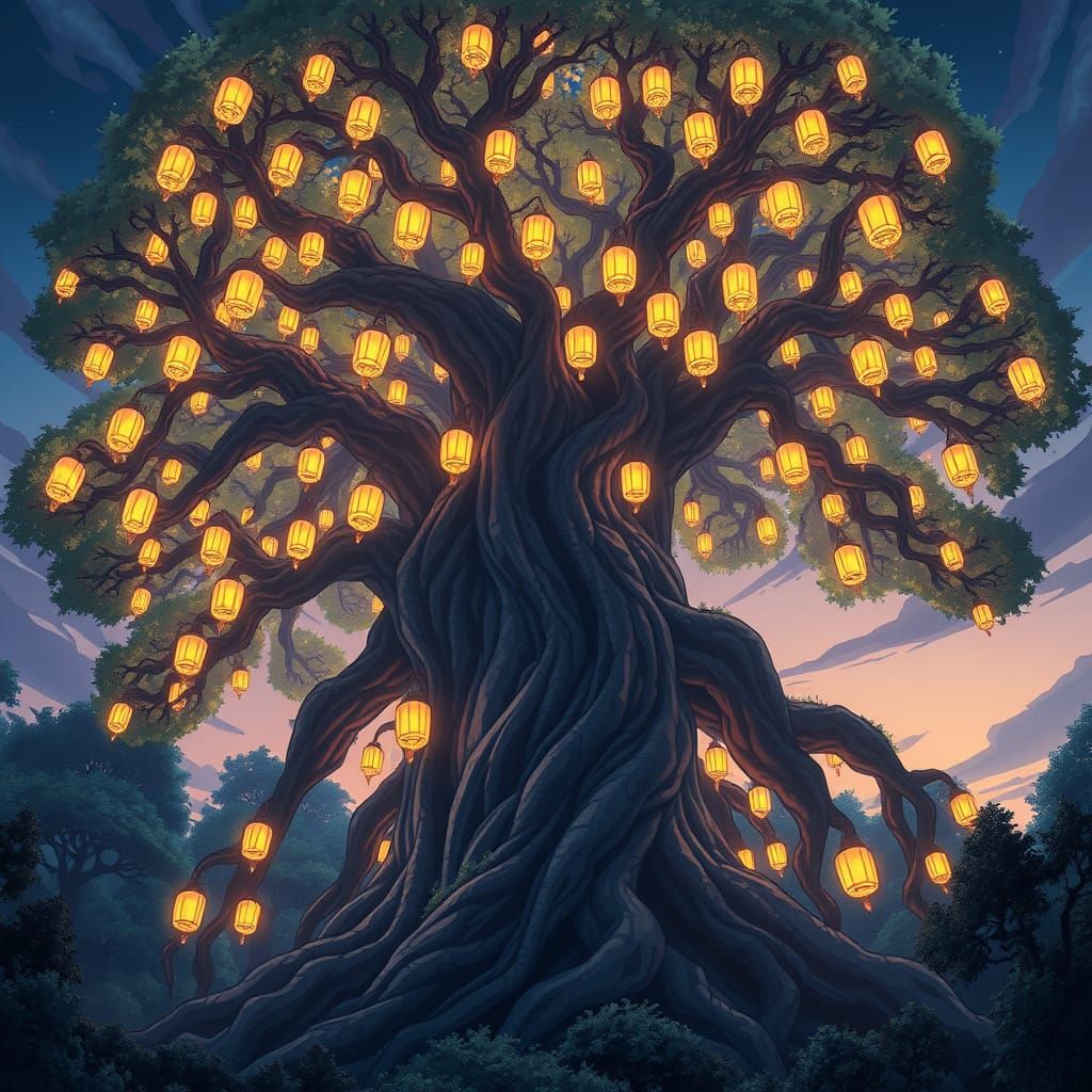 Mystical Tree of Wonder Illuminates the Twilight R... - AI Art