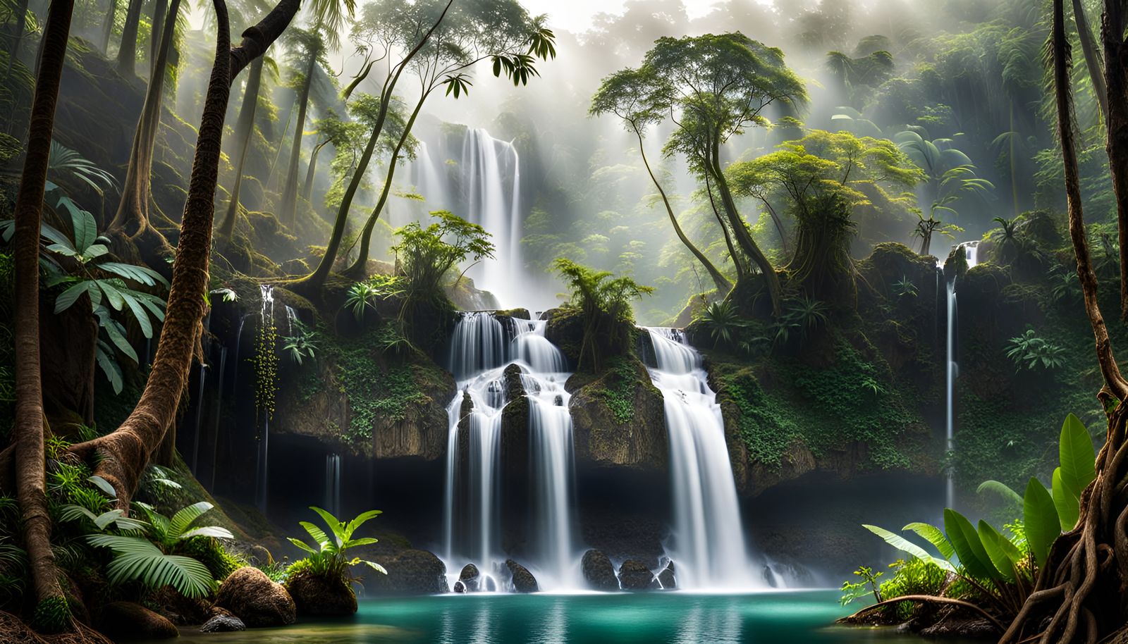 Waterfall - AI Generated Artwork - NightCafe Creator