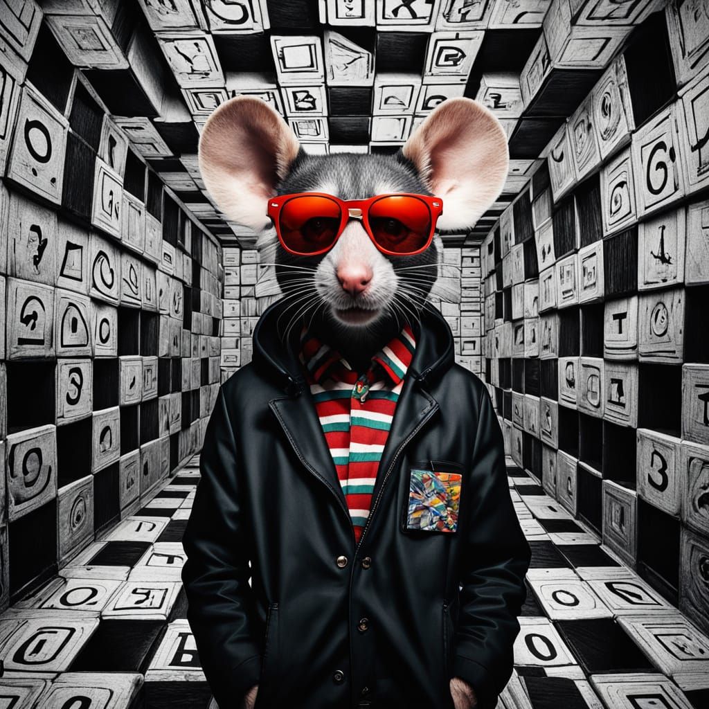 high resolution photograph of a Anthropomorphic mouse (emerging out of ...