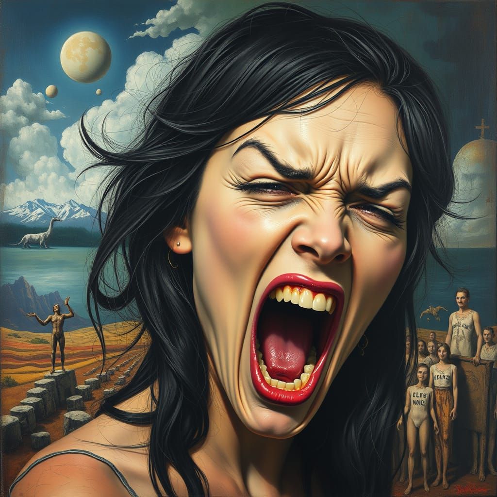 Dream screaming - Surreal Woman Lost in Nightmarish Dreamsc...