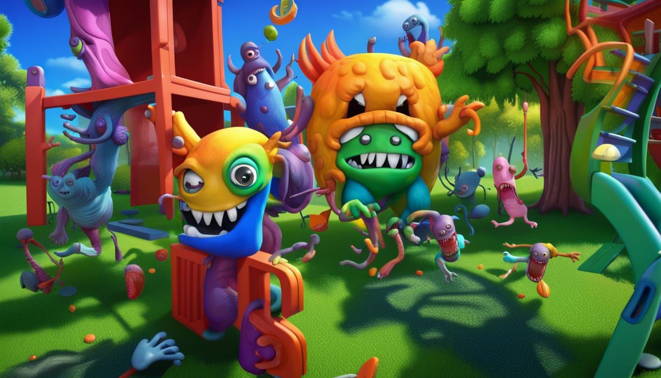 Monsters first day of school!! Monsters playing on the playground at ...