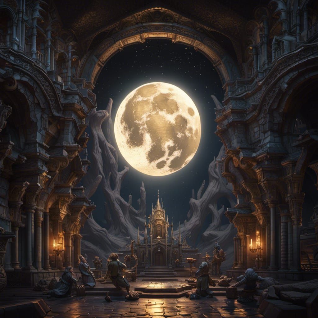 The smiling moon is watching, - AI Generated Artwork - NightCafe Creator