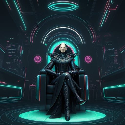 Oracle The Matrix - Oracle in a Futuristic Cityscape of Neon...