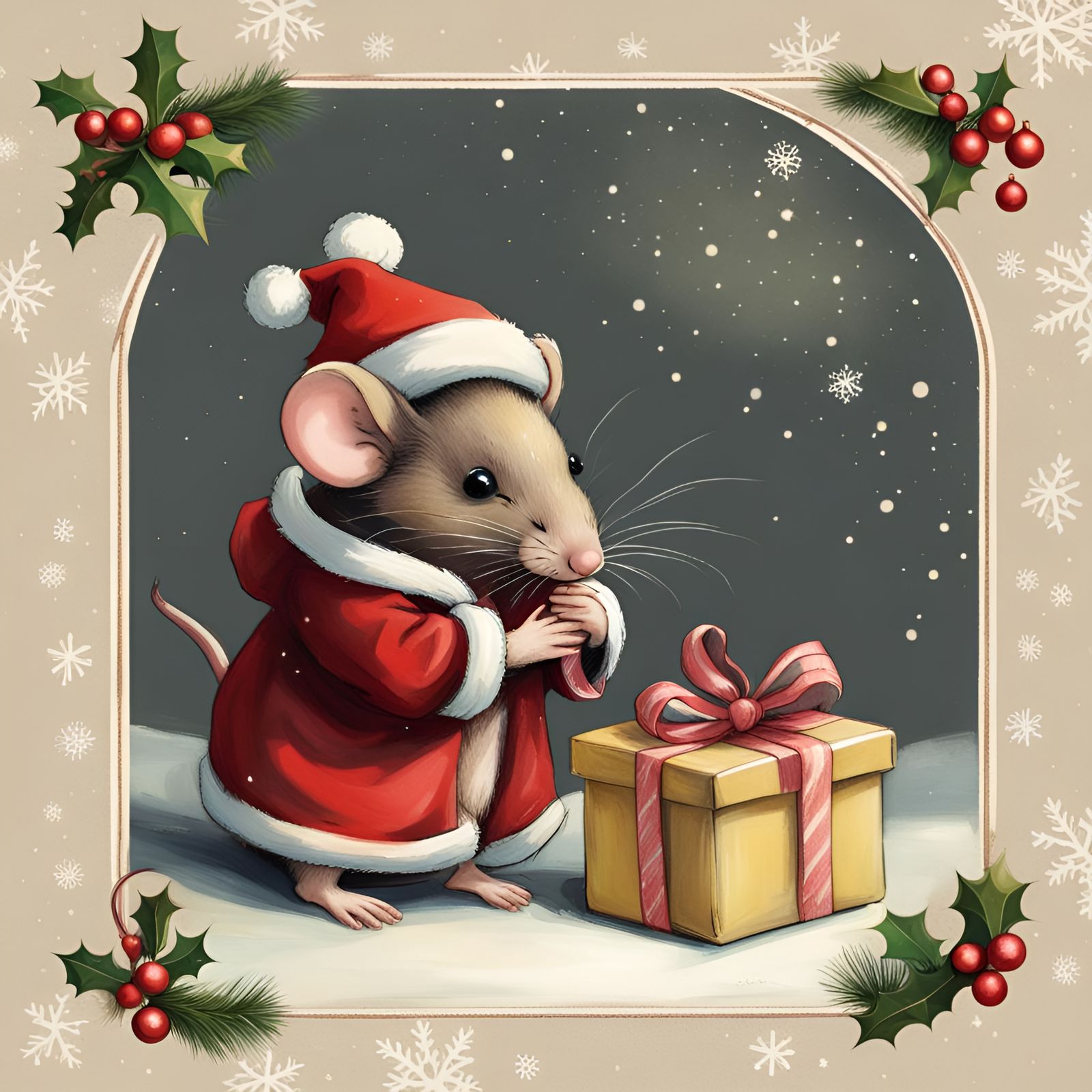 little Christmas mouse bringing good tidings - AI Generated Artwork ...