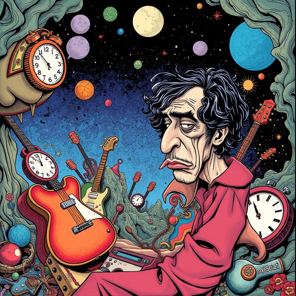 Frank Zappa in a Dreamlike Robert Crumb-Inspired S... - AI Art