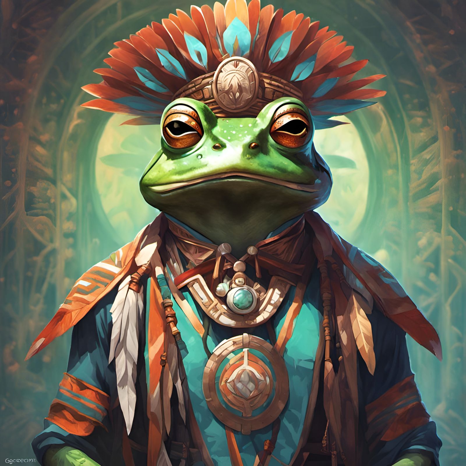 Frog Aztec Medicine Man - AI Generated Artwork - NightCafe Creator