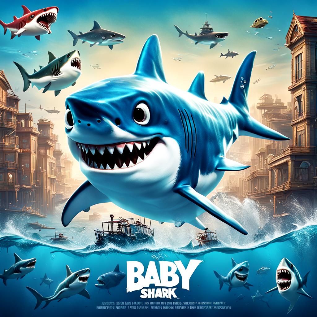 Movie poster for Baby Shark as Jaws - AI Generated Artwork - NightCafe ...