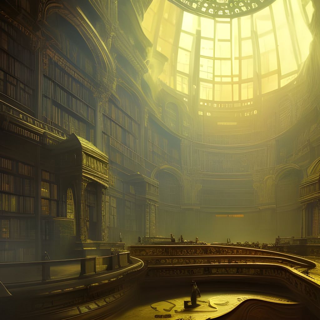 inside luxury cyberpunk library, sapphire apparition in style of ...