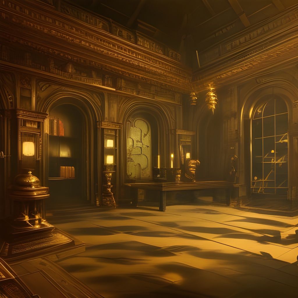 inside luxury cyberpunk library, sapphire apparition in style of ...