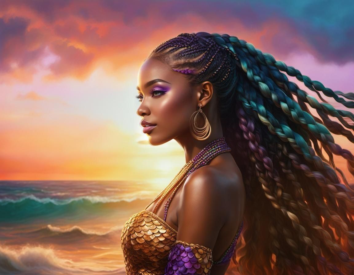 African American mermaid. - AI Generated Artwork - NightCafe Creator