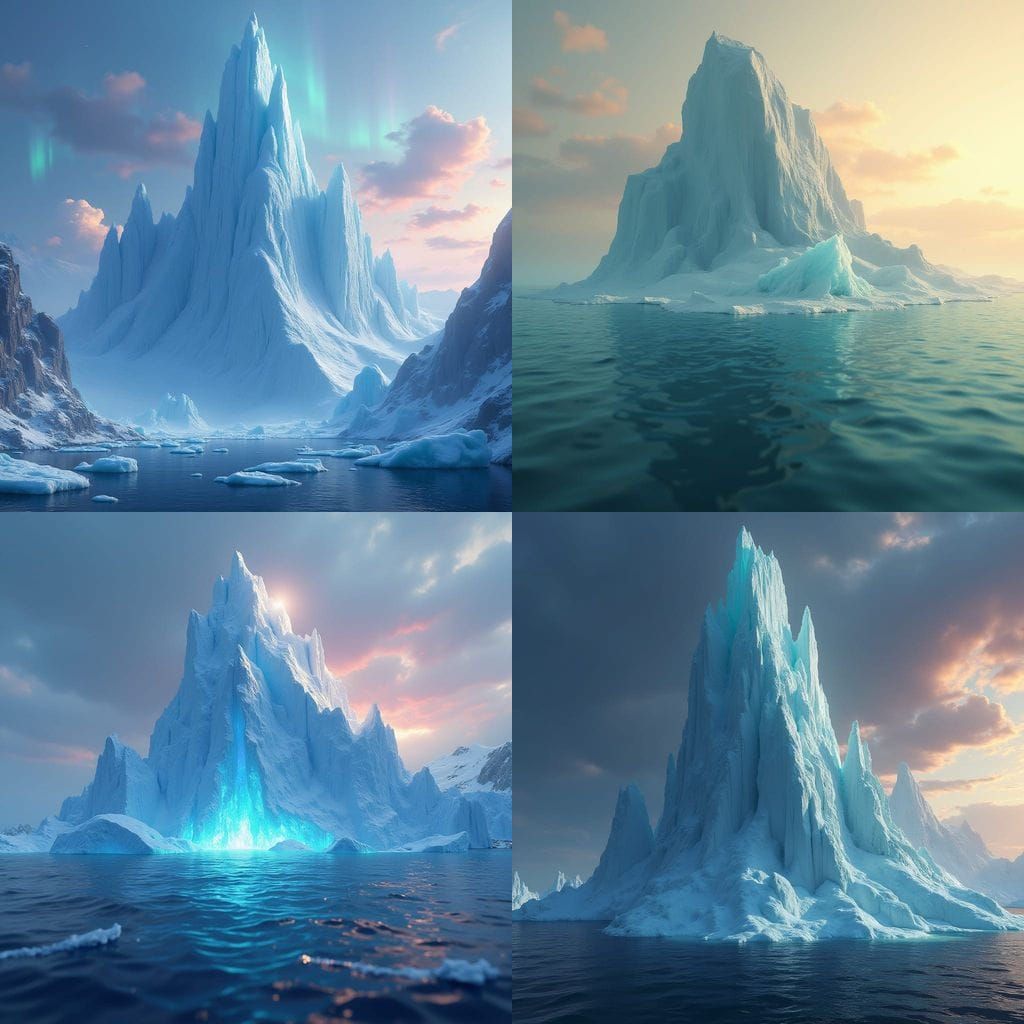 Tallest Iceberg - Ethereal Glacier Giant in Vibrant Hues