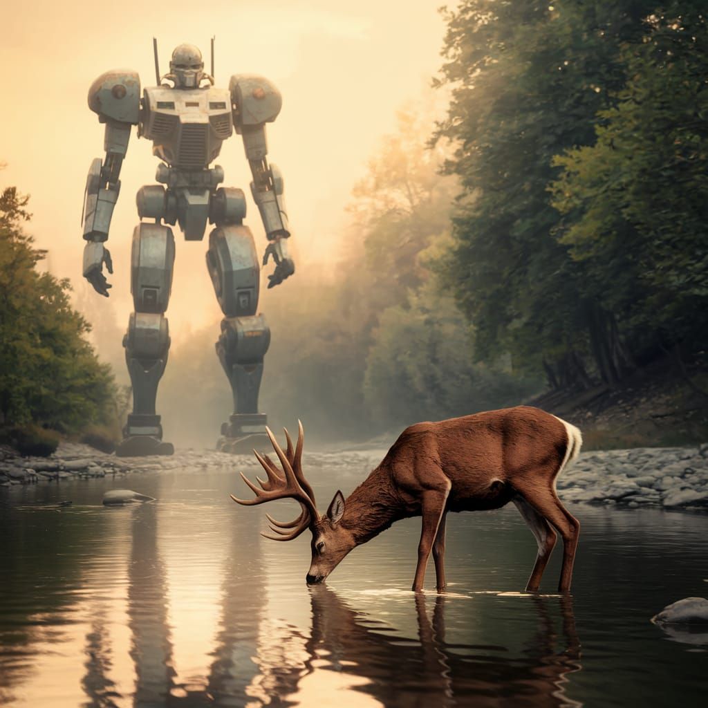 Contemplative machine - Majestic Metal Guardian Watches Over...