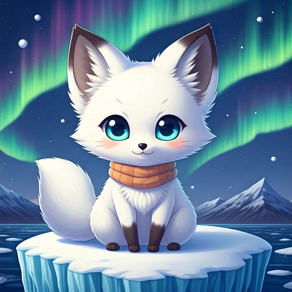 Adorable chibi arctic fox - Charming Chibi Arctic Fox in Vi...