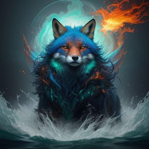 Ethereal Fox Embodies Elemental Forces in Triadic ... - AI Art