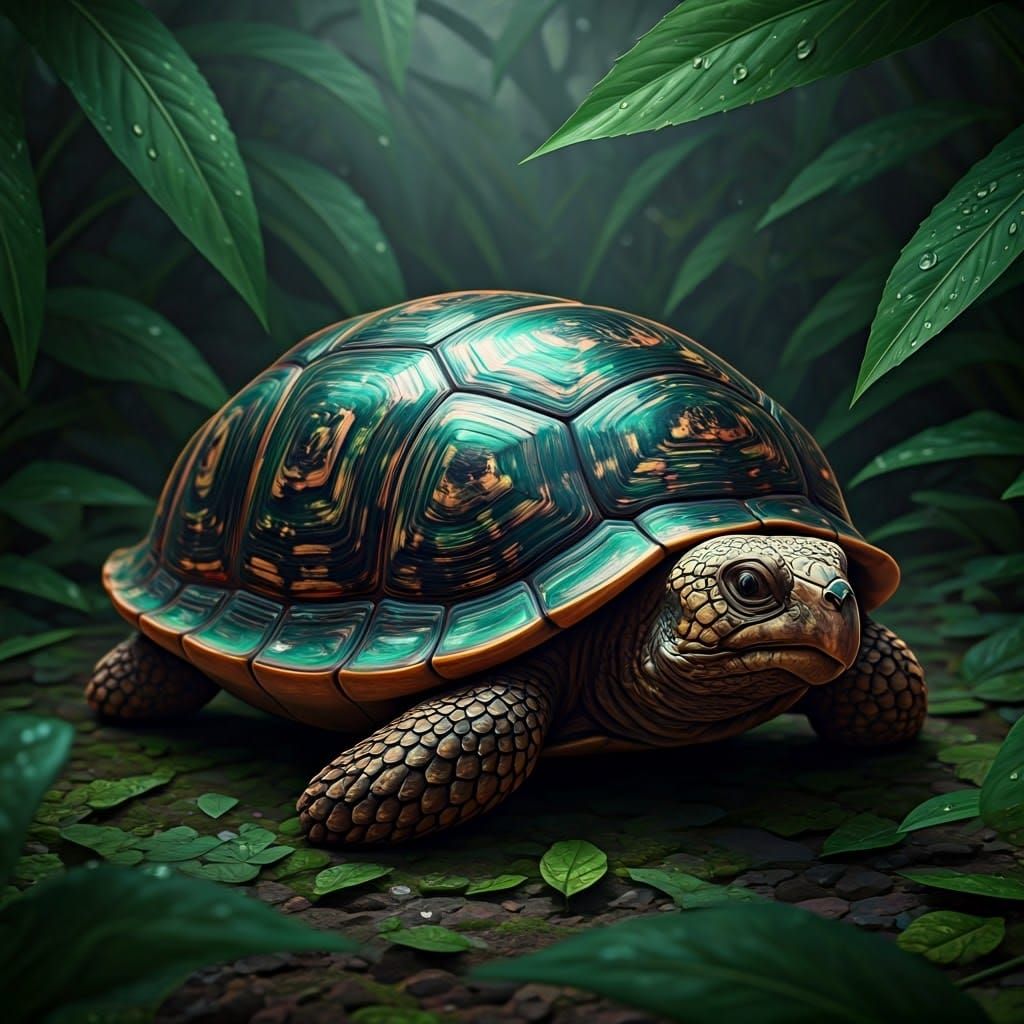 Prismatic Radiant Tortoise - Surrealistic Tortoise in Shimme...