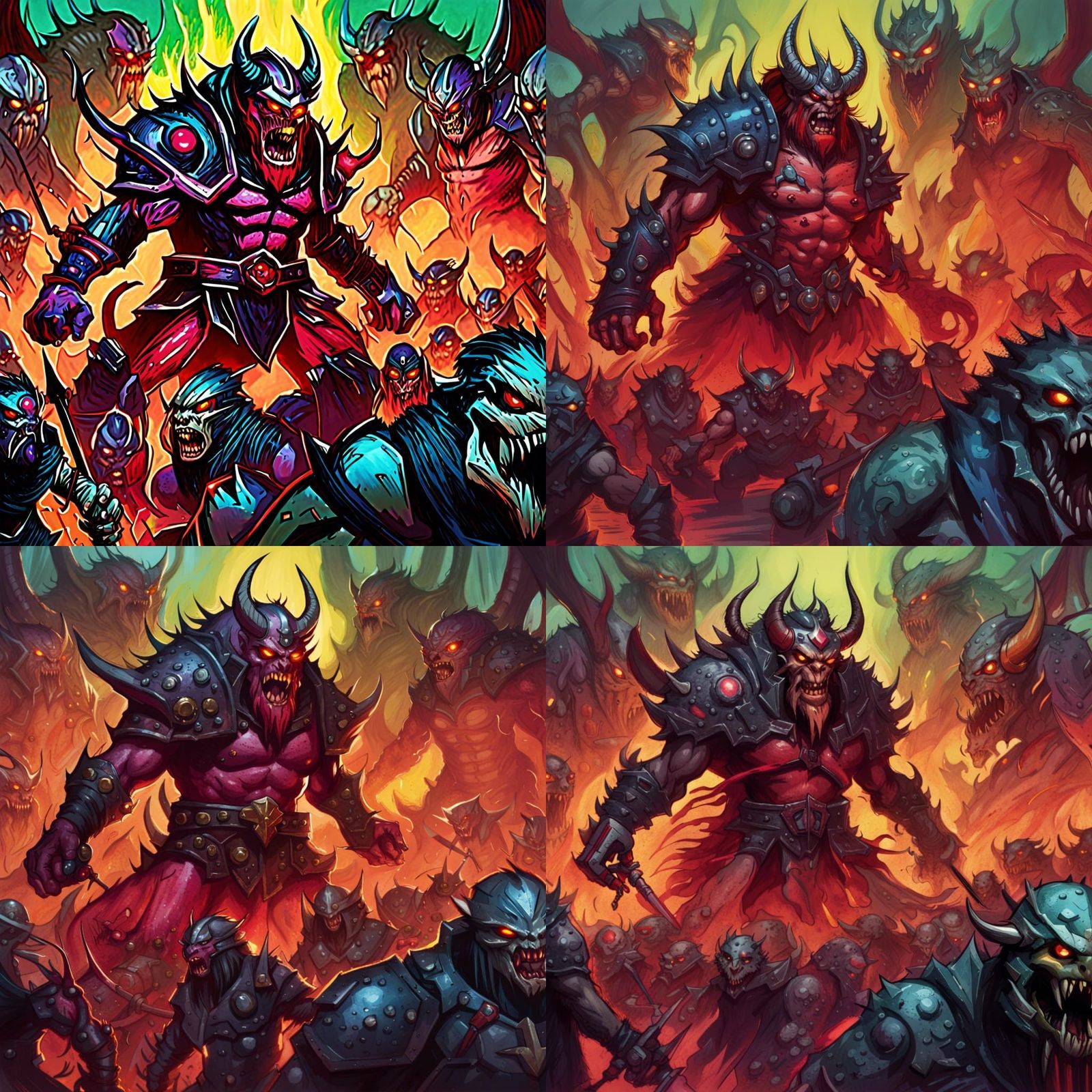 Demon warlord leading a monster army, sci-fi comic book concept art ...