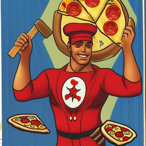 Pizza-Man Trading Card - AI Generated Artwork - NightCafe Creator