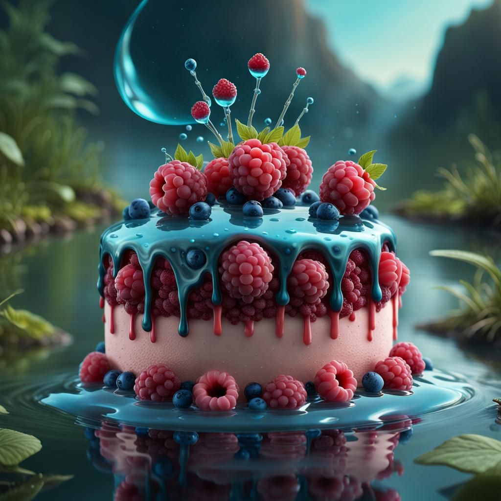 The River Raspberry Cake. - AI Generated Artwork - NightCafe Creator