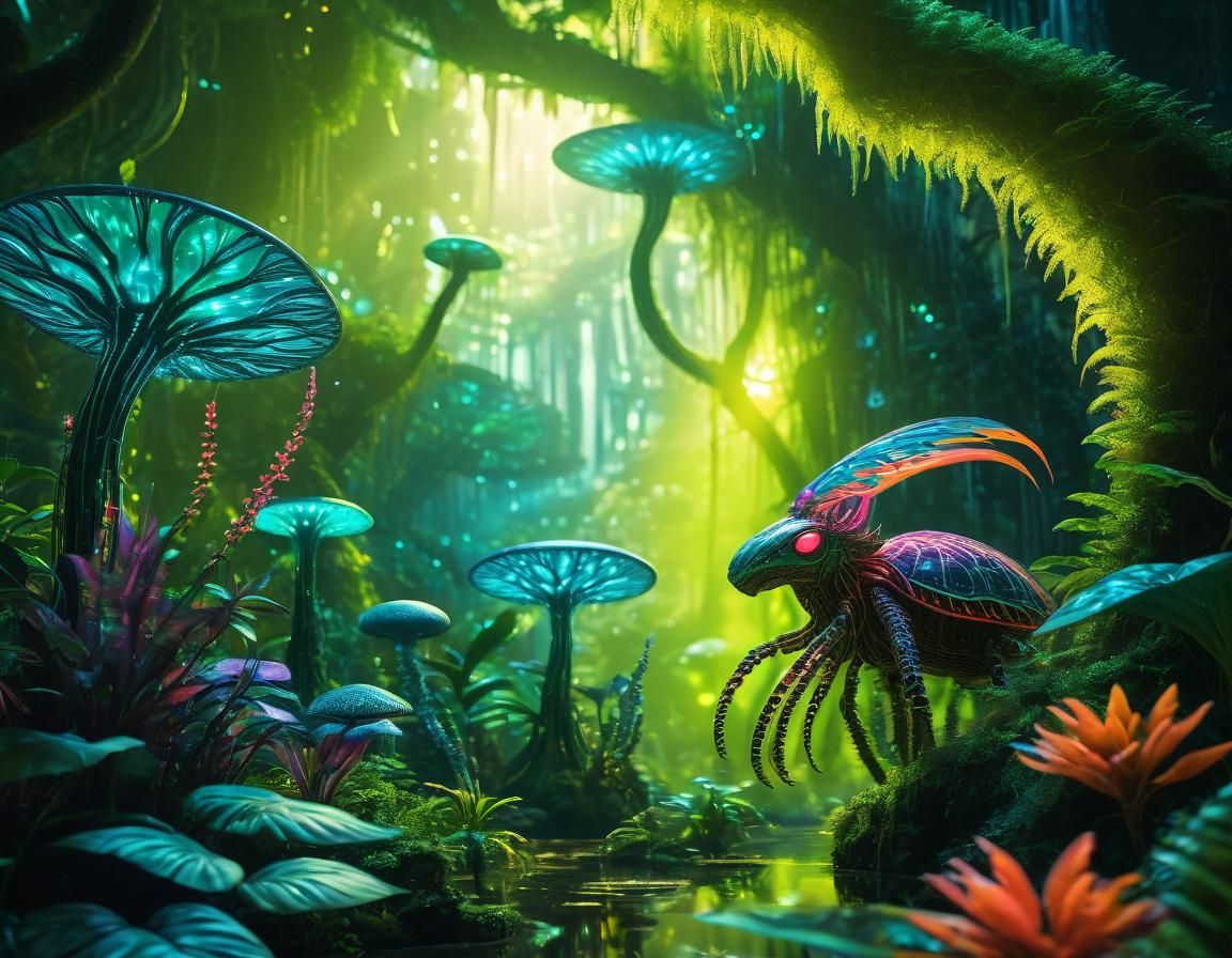 Alien Rainforest Scene 5 - AI Generated Artwork - NightCafe Creator