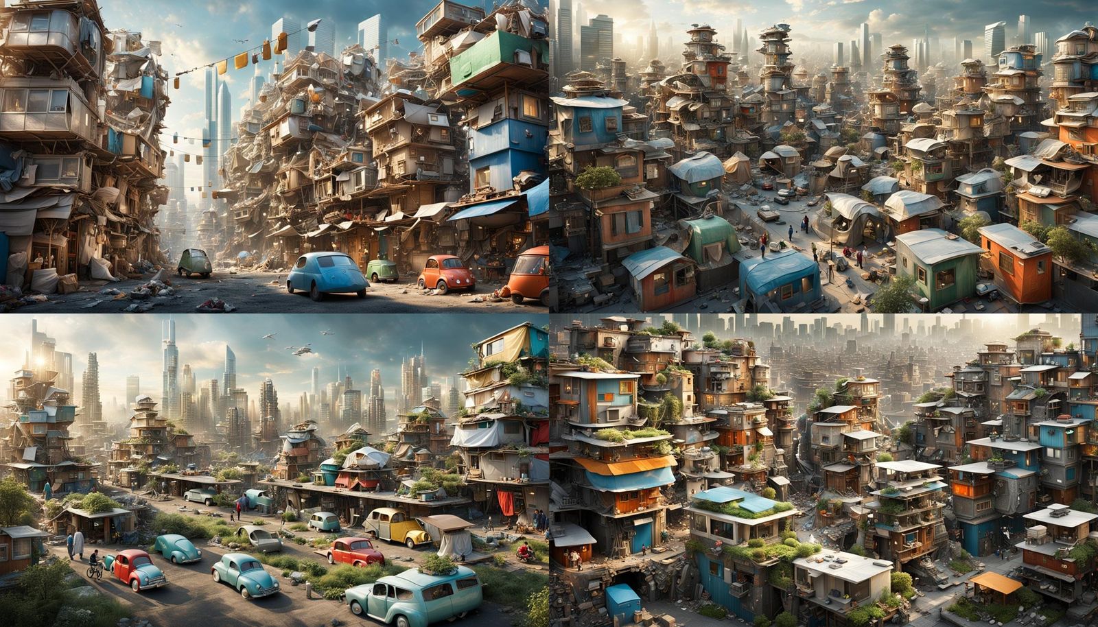 An incredible scene of a city built entirely from recycled materials ...