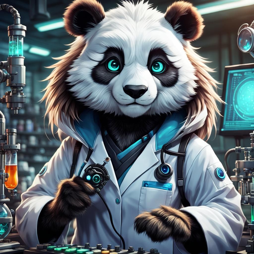 Mad scientist panda - AI Generated Artwork - NightCafe Creator