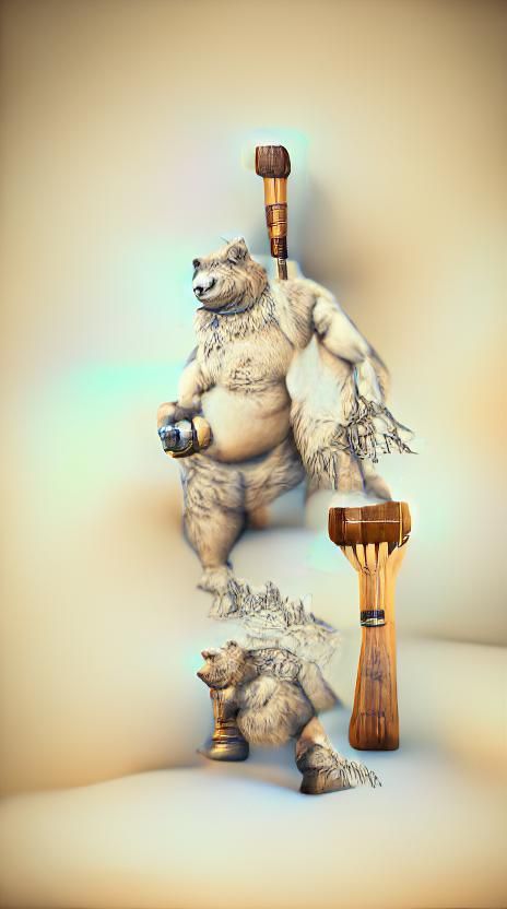 Werebear Bear King Holding Wooden Mace Ferdinand Knab 8K 3D 8k ...