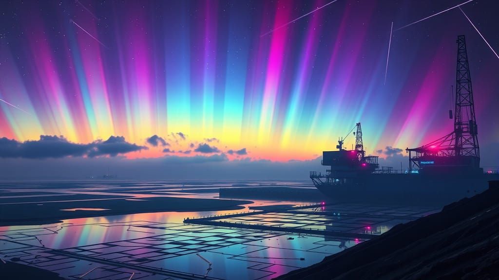 Aurora Borealis synthwave neon retro cyberpunk 2099 blade runner 2049 neon