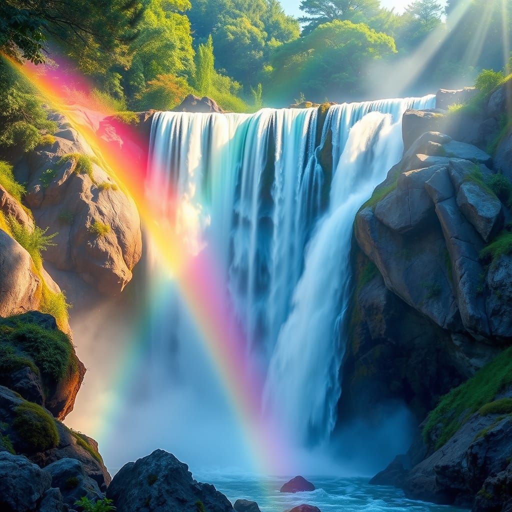 The Rainbow Colored Waterfall - Vibrant Waterfall in a Kalei...