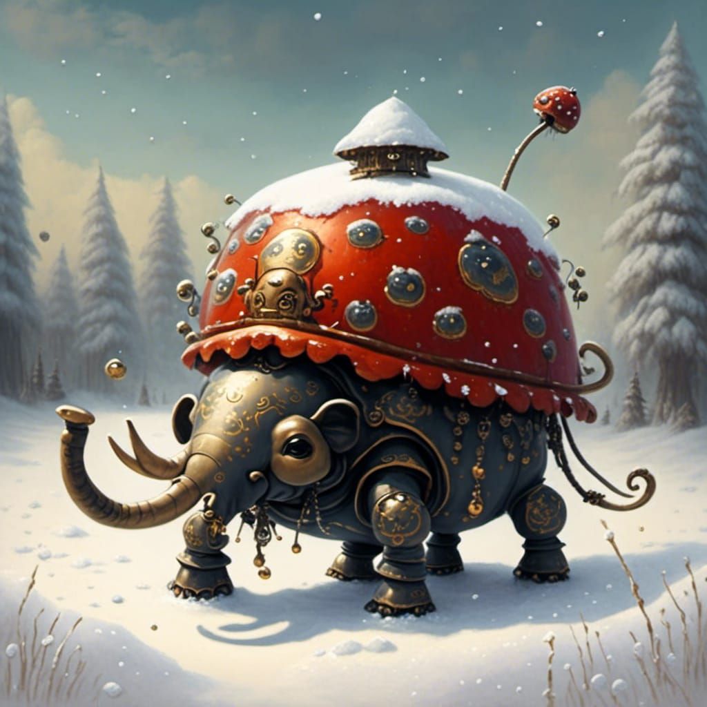 Ladybug elephant hybrid in the snow - AI Generated Artwork - NightCafe ...