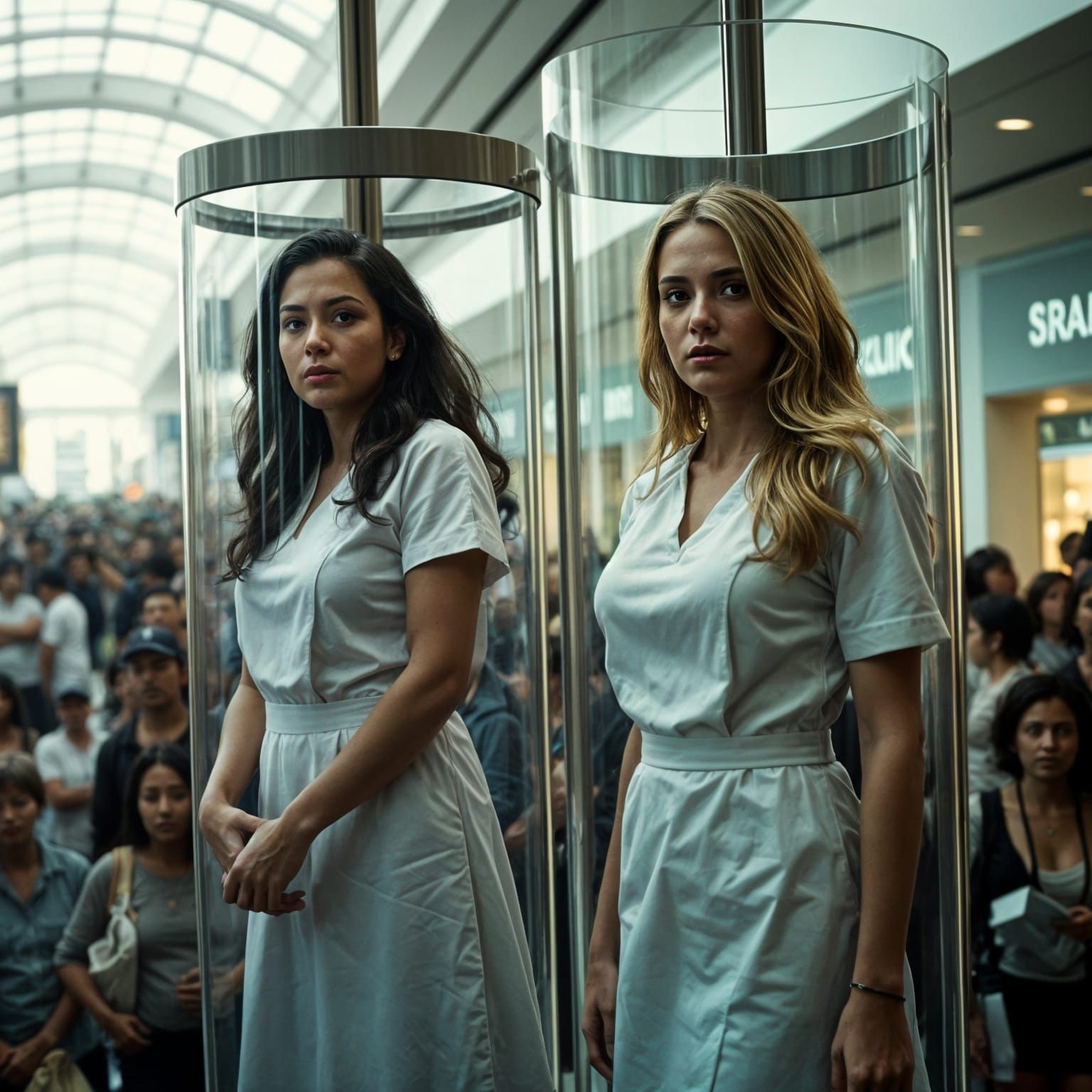 Women in Glass Display at Metropolis Mall, Feminis... - AI Art