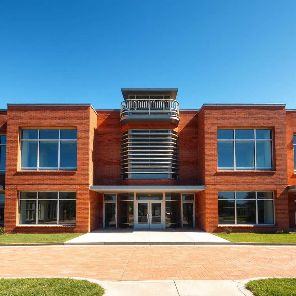 Modern Brick School Building with Industrial Chic ... - AI Art