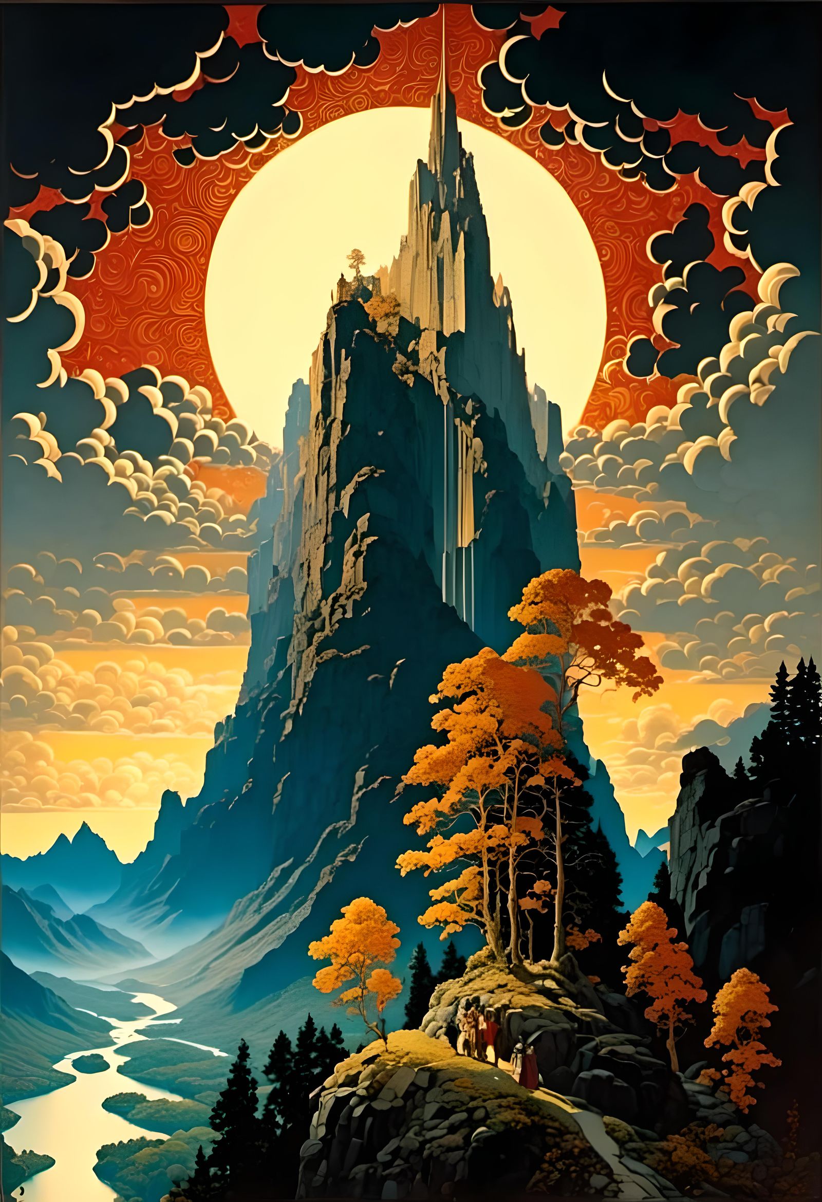 Height by Maxfield Parrish (an AI Original) - AI Generated Artwork - NightCafe Creator