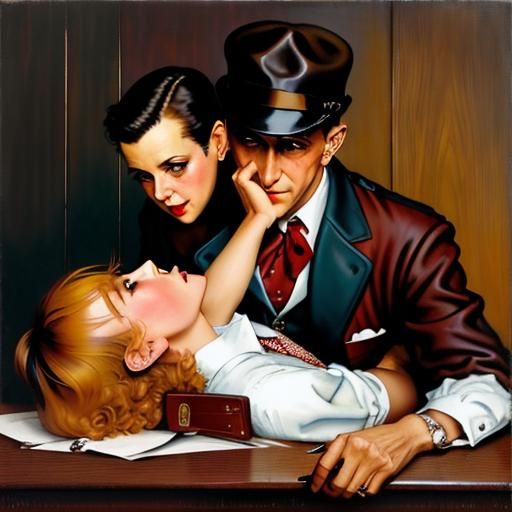 Norman Rockwell style oil painting: The anatomically accurate Sleazy Private Detective - AI ...