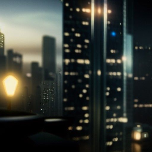 nighttime aesthetic, skyline lights, view from an upscale condo ...