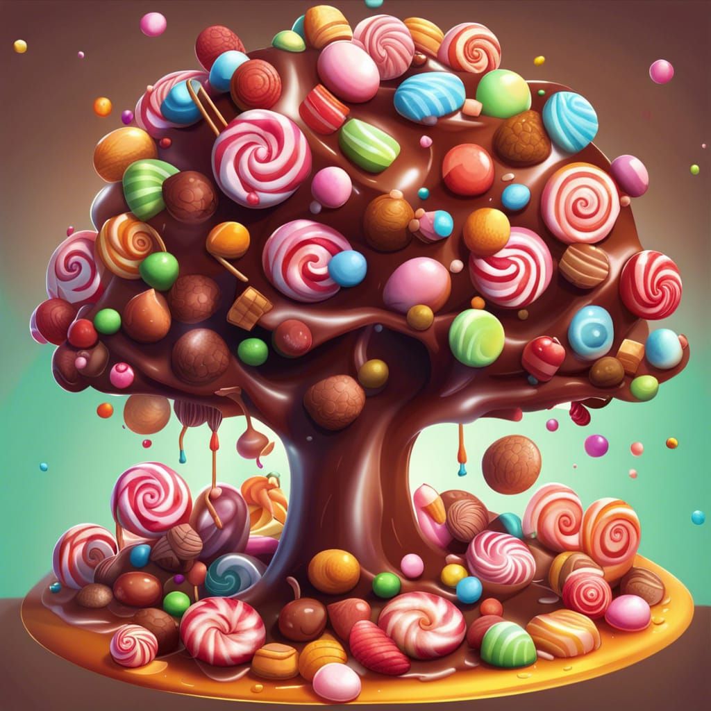 Cute tree with chocolate - AI Generated Artwork - NightCafe Creator