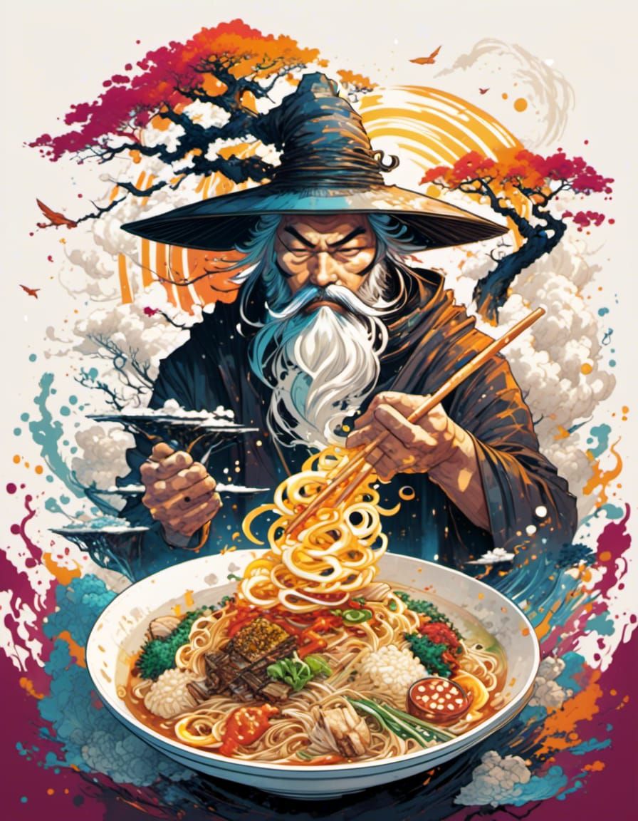 Wizard and his ramen - AI Generated Artwork - NightCafe Creator