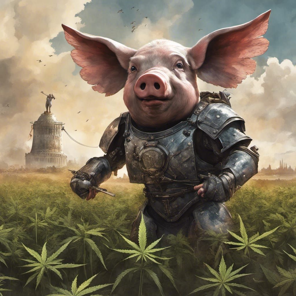 Happy as a pig in cannabis! - AI Generated Artwork - NightCafe Creator