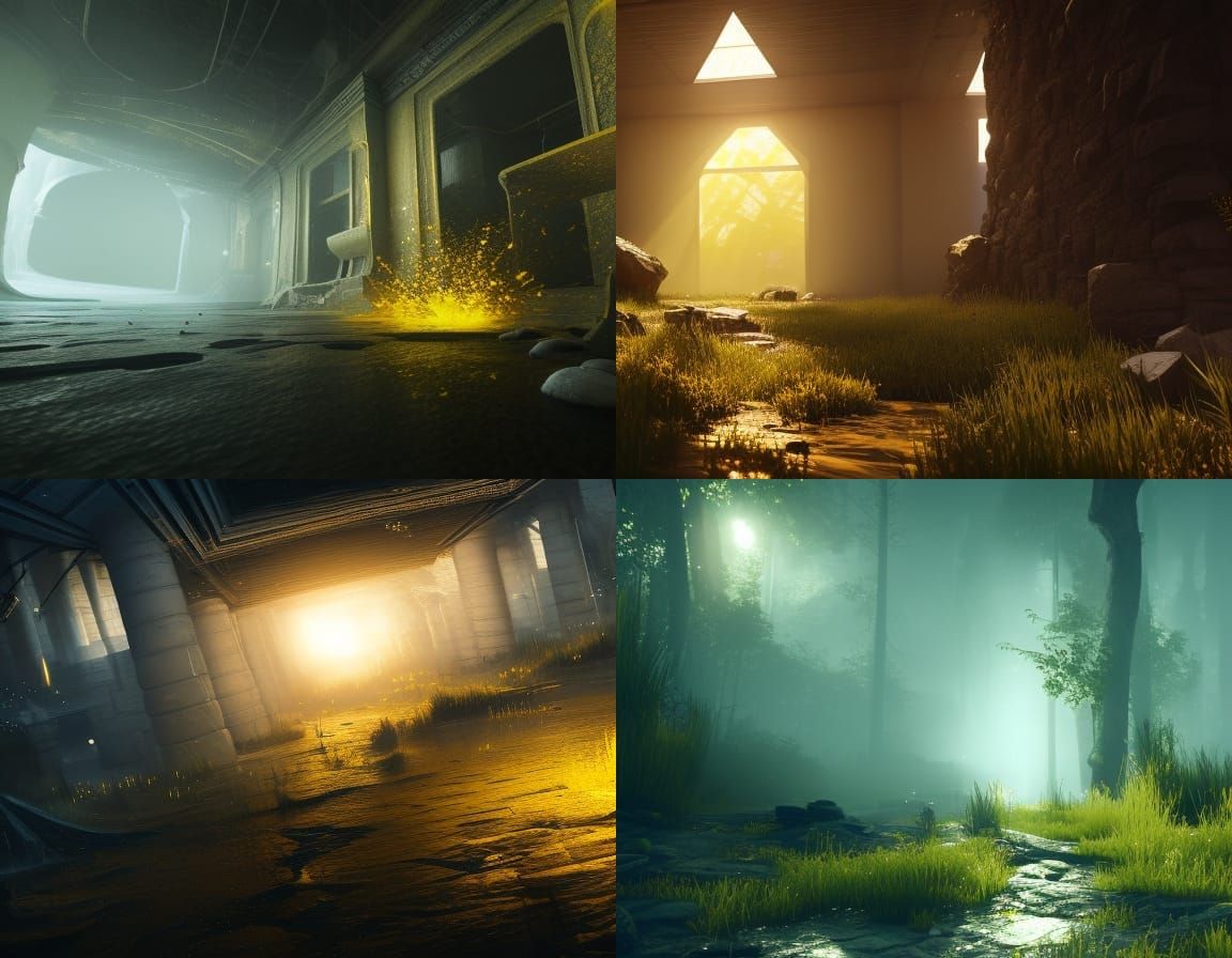 A view of a yellow liminal space - AI Generated Artwork - NightCafe Creator